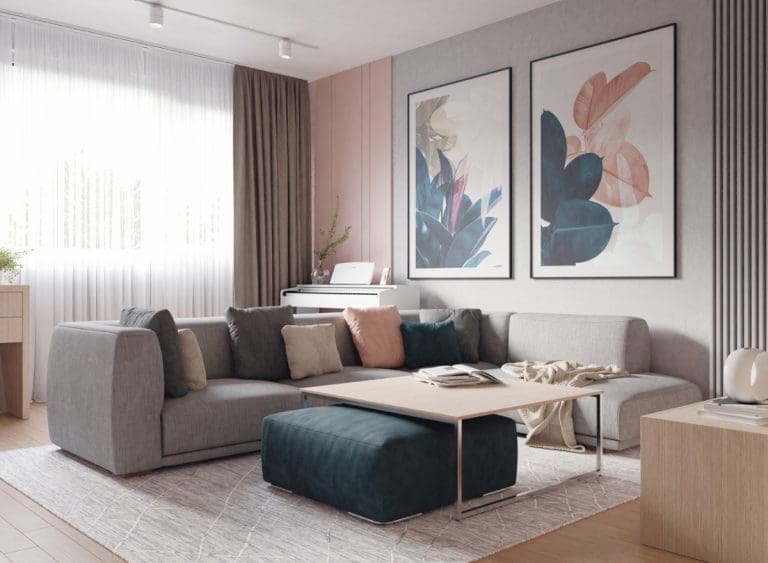 28 Grey Two Colour Combination For Living Room