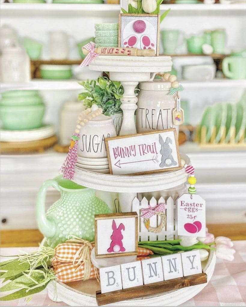 34 Best Easter Tiered Tray Decor Ideas