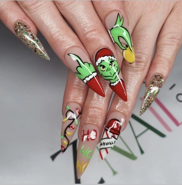 24 Genius Grinch Nail Ideas to Steal the Show This Christmas