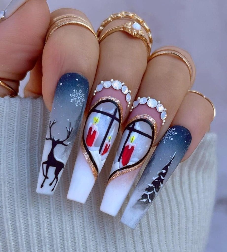 24 Blue Christmas Nail Ideas to Capture Winter Magic