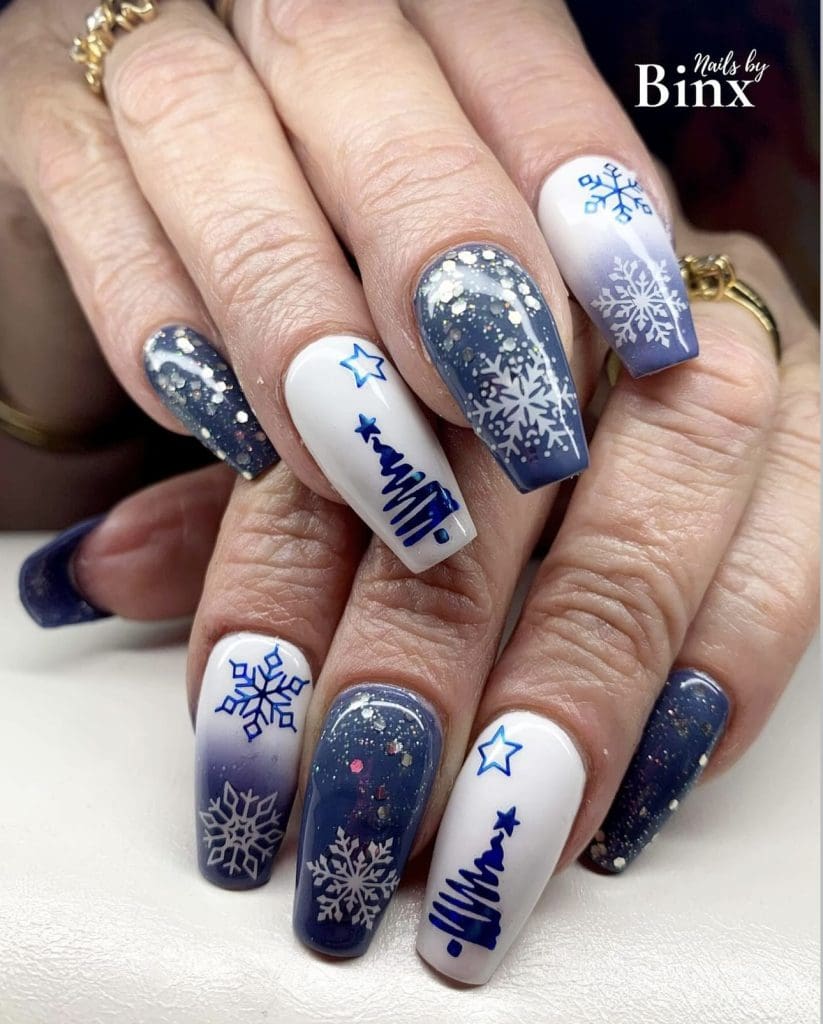 24 Blue Christmas Nail Ideas to Capture Winter Magic