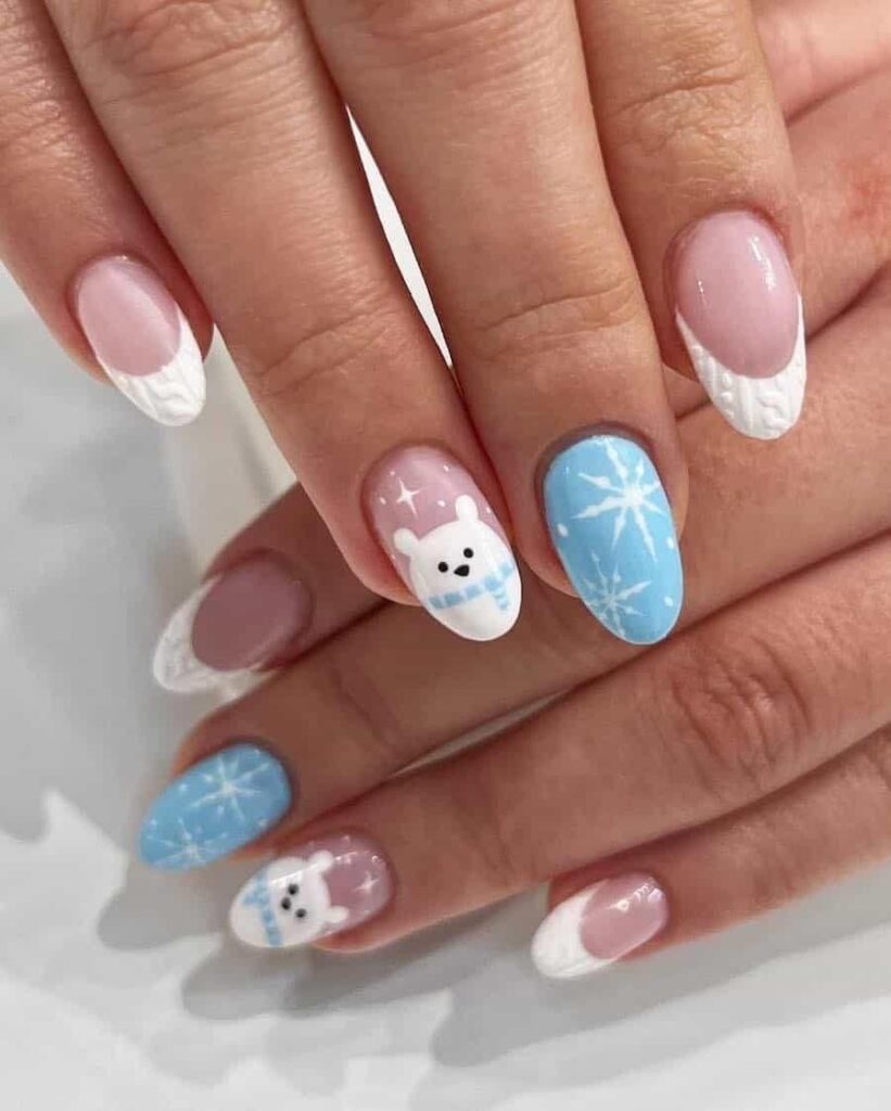 24 Blue Christmas Nail Ideas to Capture Winter Magic