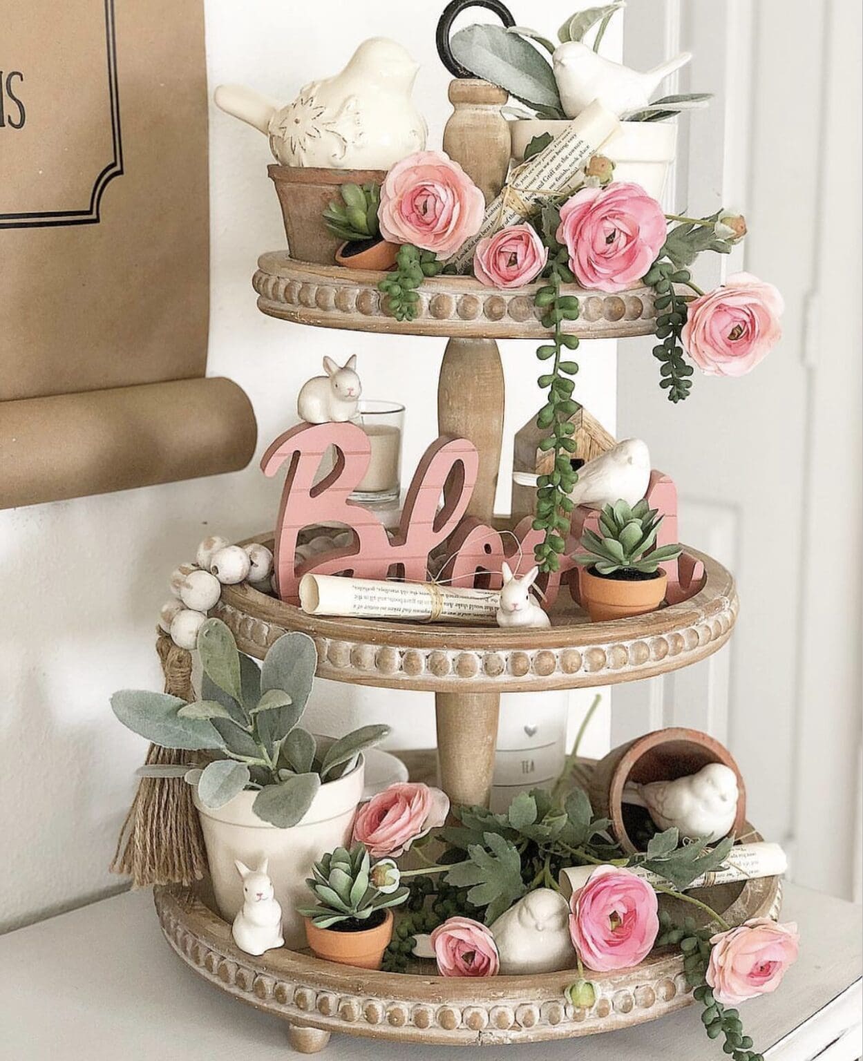 27 Super Cute Spring Tiered Tray Ideas You'll Love